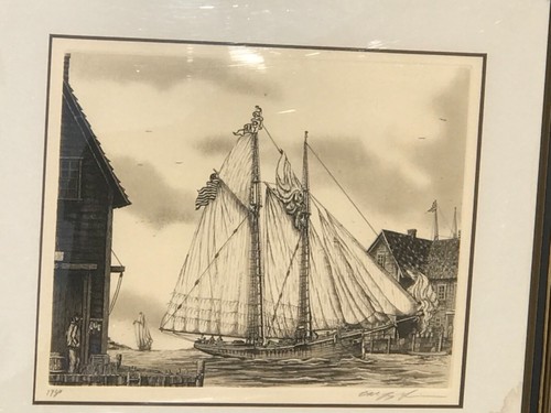 1980 Alan Jay Gaines Signed Etching after "Harry L. Beldon" Schooner ...