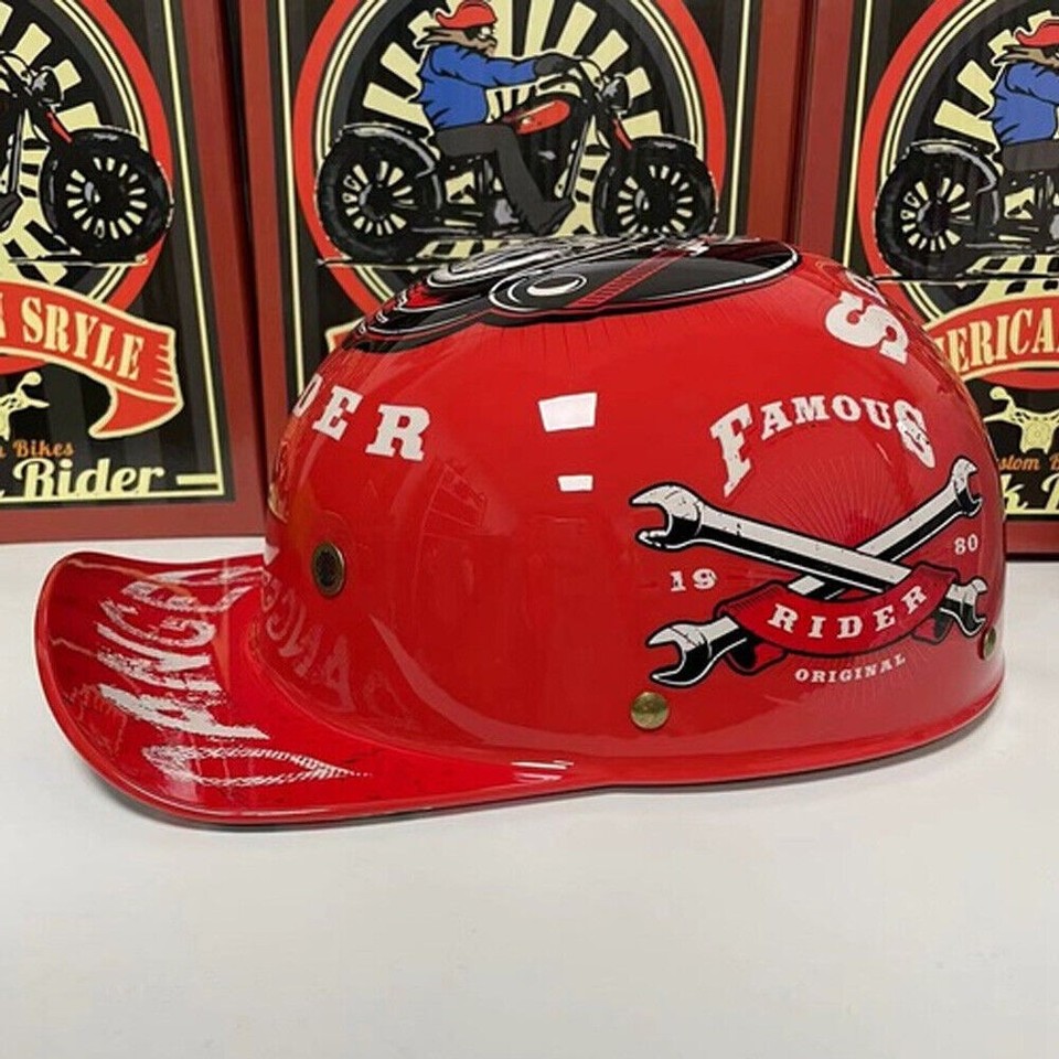 Retro Helmets Baseball Cap Half Colorful Men Head Motorcycle Duck ...
