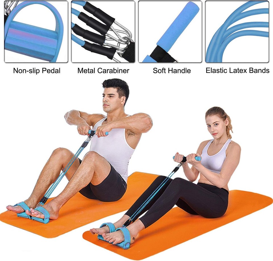 Pedal Resistance Band, 4-Tube Elastic Pull Rope, Sit-up Equipment, Yoga ...
