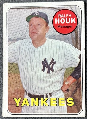 1969 TOPPS BASEBALL #447 RALPH HOUK YANKEES WHITE LETTER VG-VGEX ...