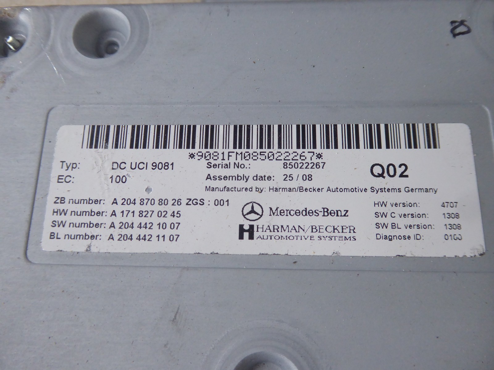 MERCEDES X164 GL ML Media Interface Communication Control Module Harman ...