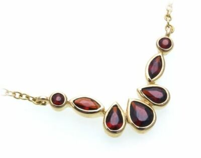 Necklace With Garnet Real Gold 333 Jewelry Yellow Gold Women's 8kt ...