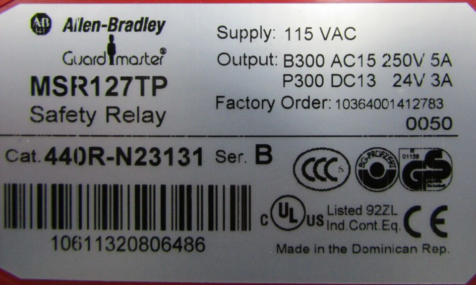 🤩 ALLEN BRADLEY GUARD MASTER SAFETY RELAY MSR127TP / 4404-N23131 SER B ...
