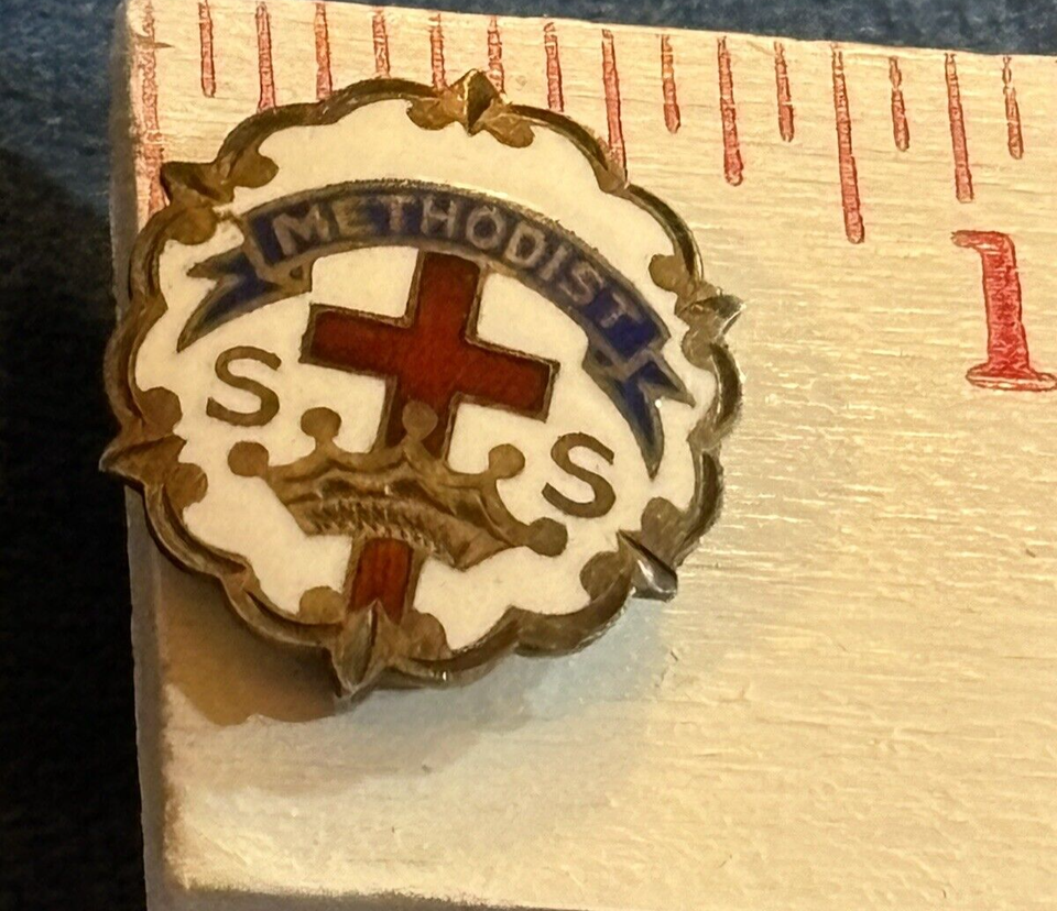Vintage Blue and Red Enamel METHODIST S.S. SUNDAY SCHOOL Lapel Pin ...