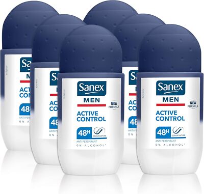 Sanex Men Active Control Antiperspirant Roll-On Deodorant 6 x 50ml, 48 ...