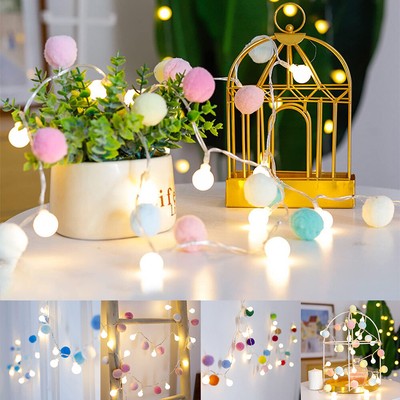 20 Led Pom Pom Battery Operated LED Fairy String Wire Lights Wedding ...