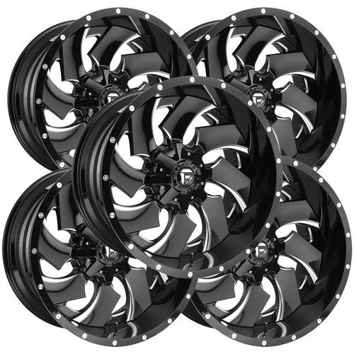 (5) Fuel D574 Cleaver 20x12 5x4.5"/5x5" -44mm Black/Milled Wheels Rims ...