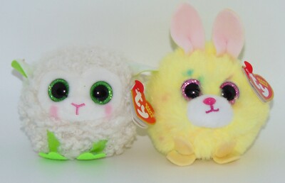 New! Set of 2 Ty Beanie Balls BAASBY Lamb-LEMON bunny Easter Basket fun ...
