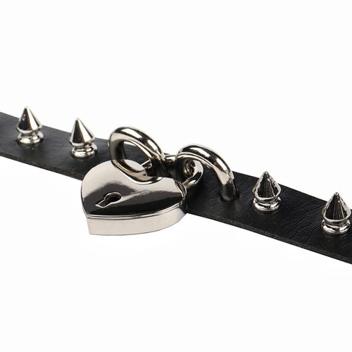 Punk Rock Love Lock Pendant Leather Collar Rivet Neckband Necklace ...