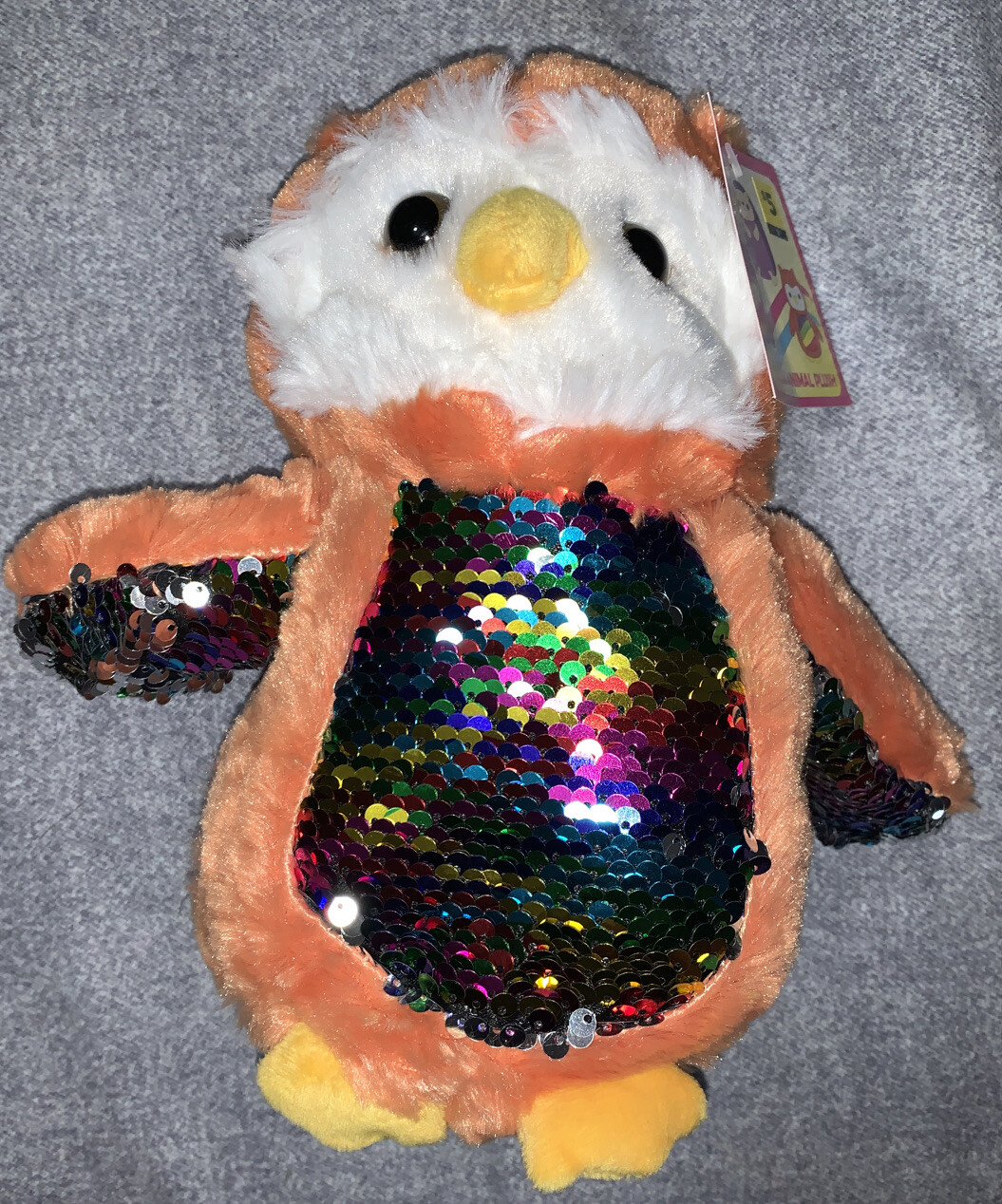 Goffa Sequin Animal Plush Owl Orange Stuffed Animal Ages 3 and up 10 ...