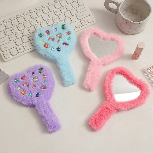 1Pcs Handle Makeup Mirror Cartoon Cosmetic Mirror Mini Plush Mirror ...