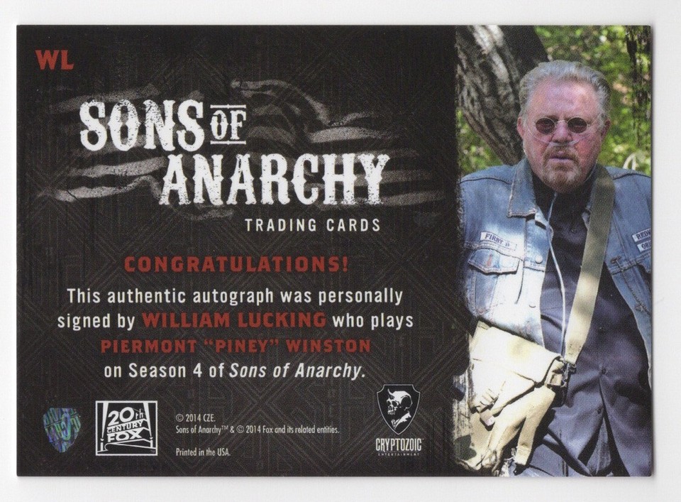 William Lucking as Piney SONS OF ANARCHY Seasons 4-5 Autograph Card ...