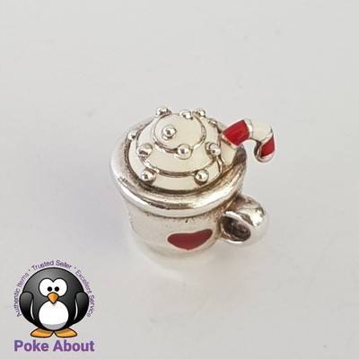 Genuine PANDORA Silver Cocoa & Candy Cane Christmas Charm 797523ENMX ...
