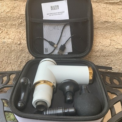 Bluzen Massage Gun Mini Percussion Massager w/ Case Max Strength White ...