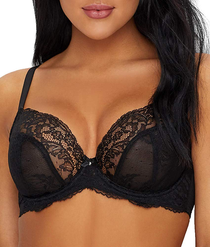 PANACHE Black Ana Non-Padded Plunge Underwire Bra, US 38H, UK 38FF ...
