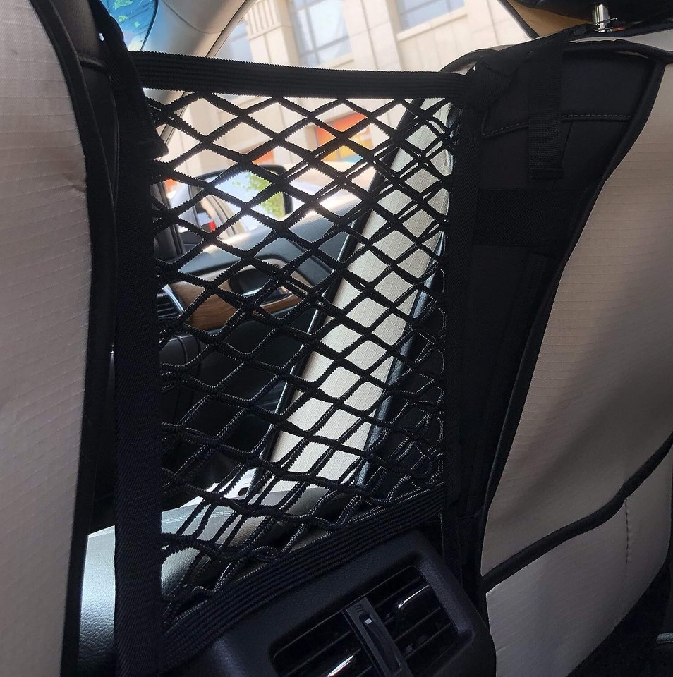11.8" Nylon Black Net Car Seat Back Pet Kid Barrier Driver Storage ...