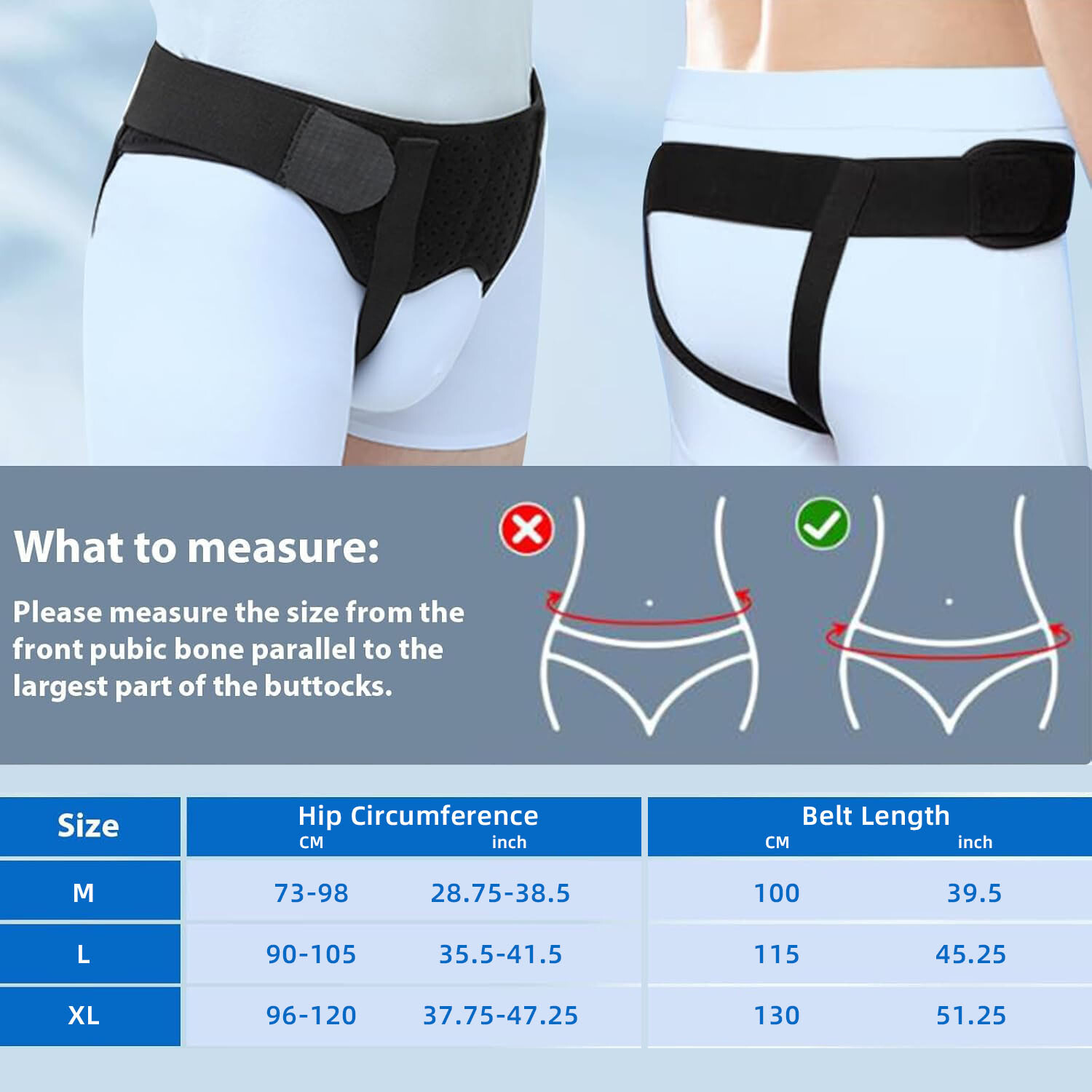 Men Adjustable Inguinal Hernia Support Belt Double Compression Groin ...