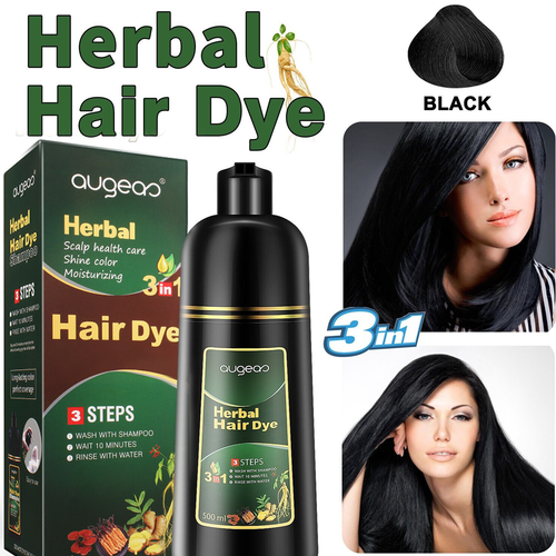 Hair Dye Color Shampoo 500ml Instant Fast Permanent Natural Coconut DYE ...