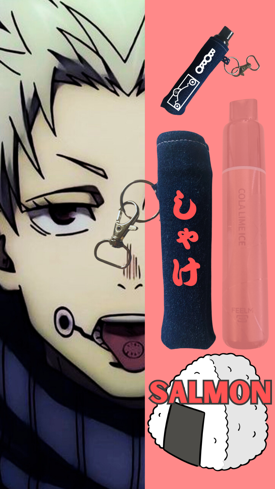 JJK Inumaki Toge Vap holder Case - rice ball Onigiri ingredients 5 ...