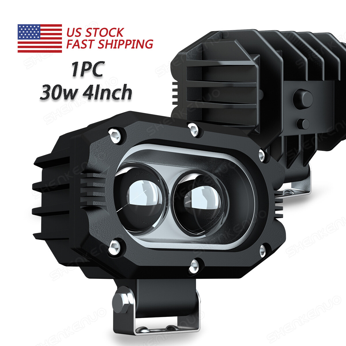 1Pc 4inch 30W LED Spot Beam Cube Fog Work Lights Pods Off Road SUV ATV ...