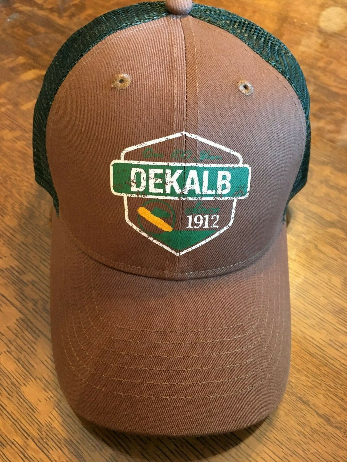 NWT TWO TONED green mesh back DEKALB embroidery cap hat A4 | eBay