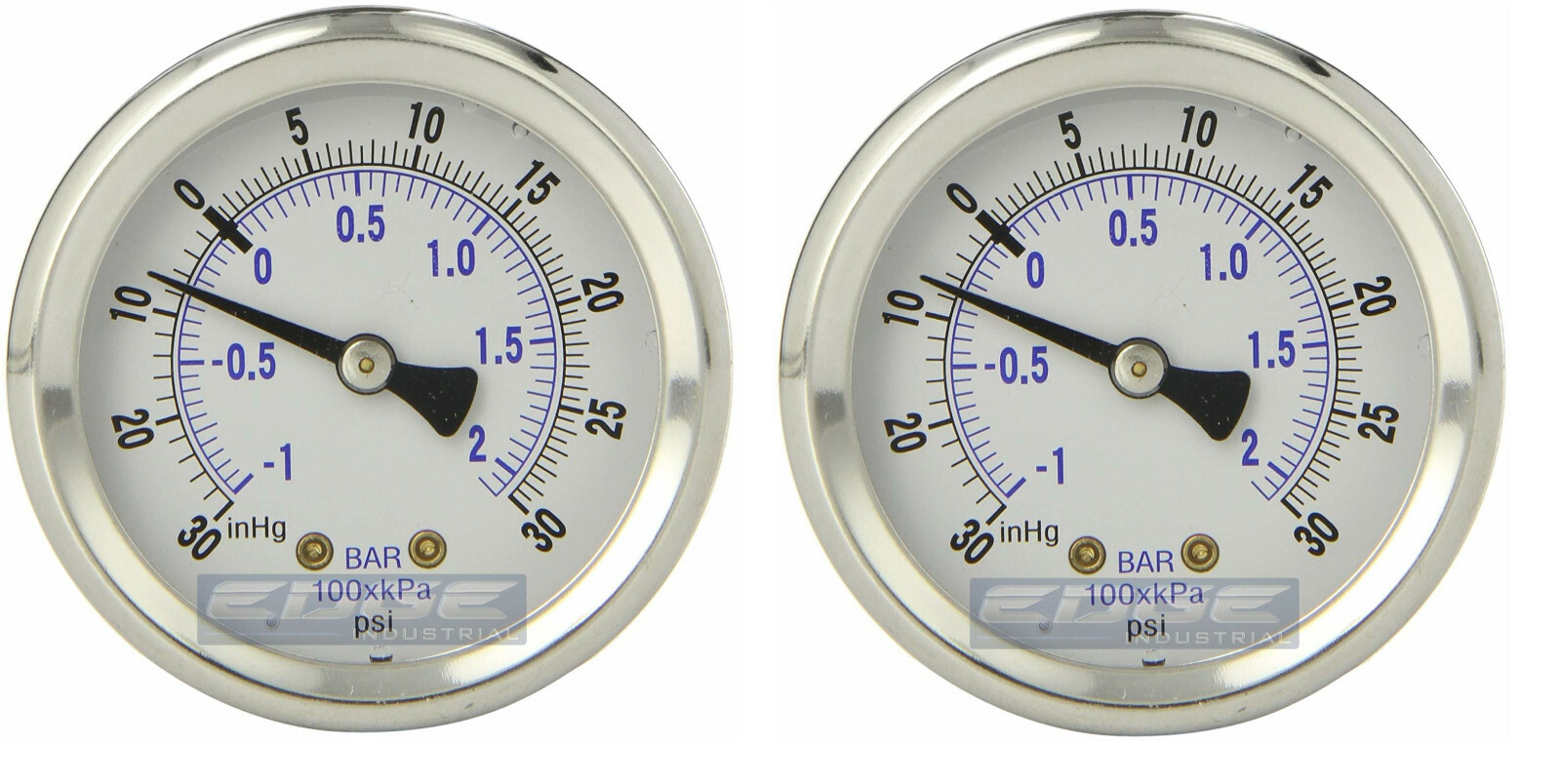 2 PACK LIQUID FILLED VACUUM GAUGE -30-0-30 PSI, 2" FACE, 1/4" BACK ...