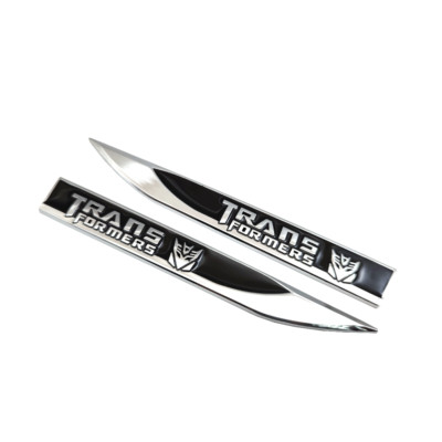 Pair Metal Silver & Black Transformers Decepticons Car Emblem Fender ...