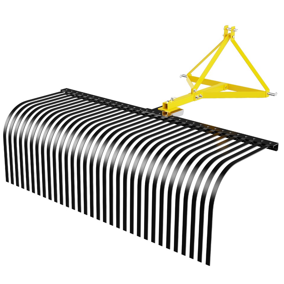60" 3 Point Landscape Rock Rake Category 1 Tractor Attachment Soil ...
