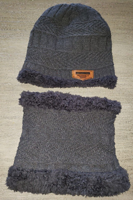 womens SONG TING MATCHING HAT NECK WARMER SET fleece plush lined one ...