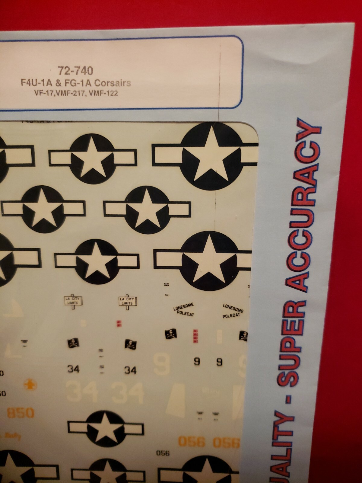 Super Scale International 72-740 F4U-1A & FG-1A Corsairs VF-117 VMF-217 ...