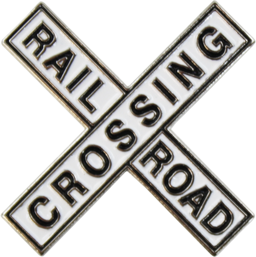 Enamel Pin - Railroad Crossing X Road Sign Black On White Train ...