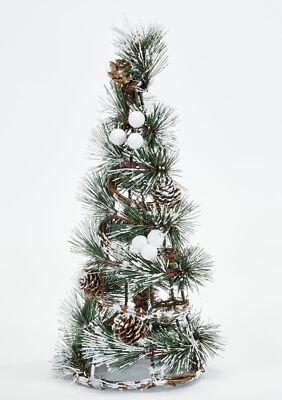 14" Snowy Pine Cone Artificial Christmas Tabletop Tree | eBay