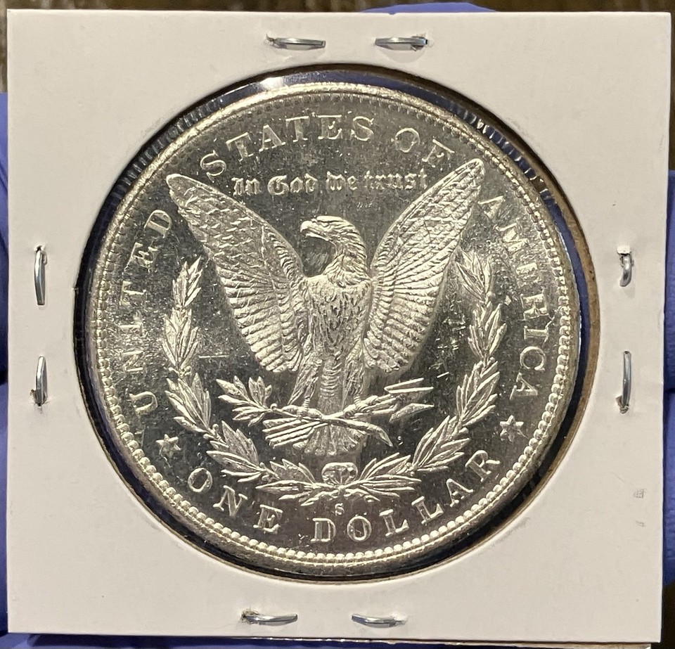 1890-S $1 MORGAN SILVER DOLLAR CHOICE PLUS BU! PL REV! BLAST WHITE ...