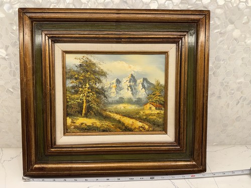 Mountain Landscape W/Cabin Oil On Canvas Artist Bennett Wood Framed ...