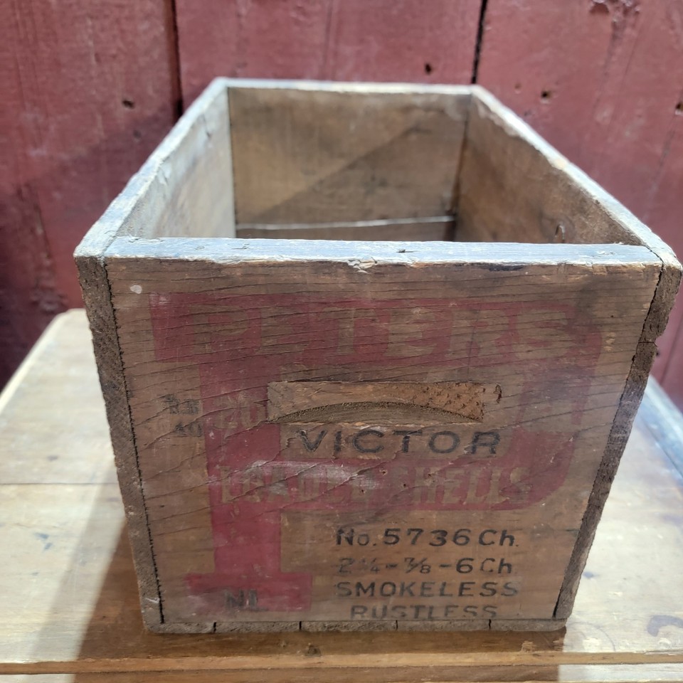 Rare 20 GA. THE PETERS CARTRIDGE Co. SMALL ARMS AMMO CRATE BOX ...