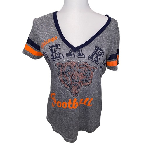 NFL Chicago Bears Football Women’s Size M Rhinestone V-Neck T-Shirt | eBay