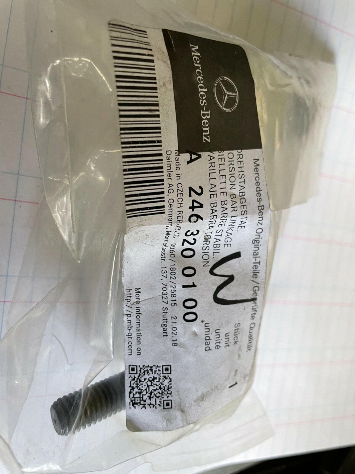 MERCEDES-BENZ CLA C117 Rear Torsion Bar Linkage A2463200100 NEW GENUINE ...