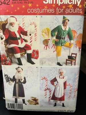 Simplicity 2542 Adult Santa & Mrs Claus Elf Father Christmas Sewing ...