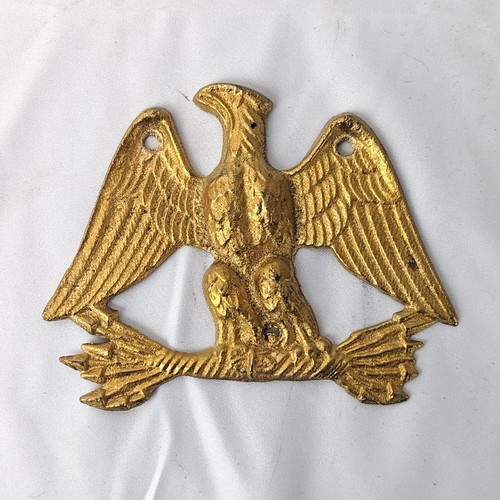 Vtg Gilt Cast Iron Federal Eagle Plaque Emblem Clutching Arrows Olive ...