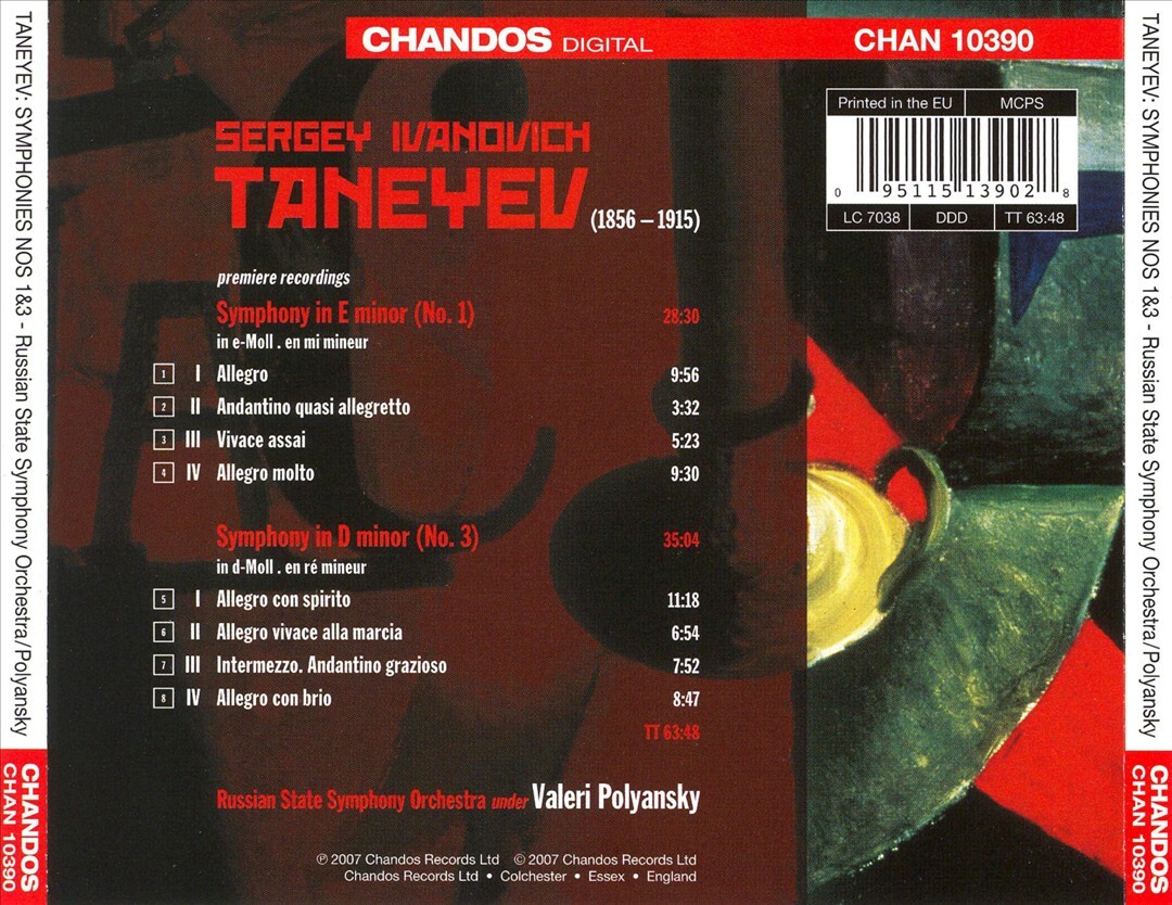 VALERY POLYANSKY TANEYEV: SYMPHONIES NOS. 1 & 3 NEW CD 95115139028| eBay