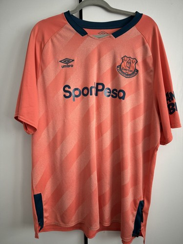 Everton FC 2019/20 Away Kit Shirt Umbro Orange Short Sleeve Football ...