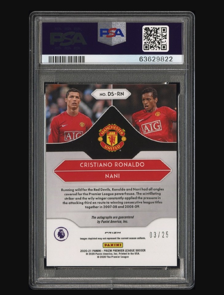 Cristiano Ronaldo and Nani Dual Autograph PSA 10 /25 Manchester United ...