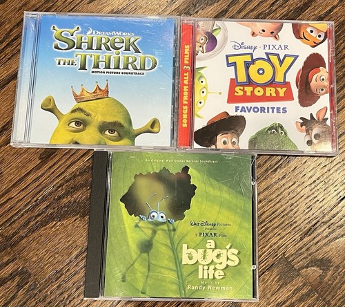 3 DISNEY CDs A Bug's Life Shrek the Third Toy Story Favorites Movie ...