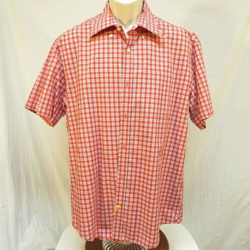 LINCS David Chu Shirt Red Plaid Casual Button Up with front pocket Size ...