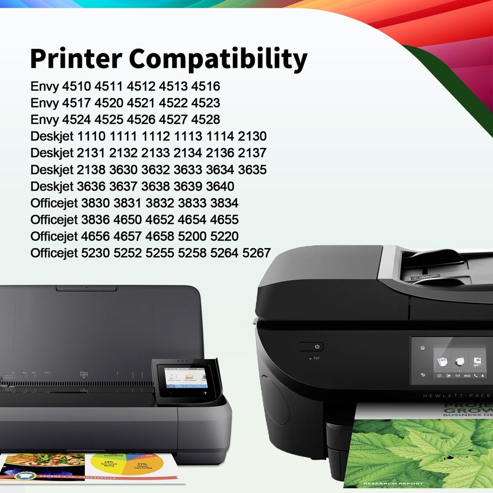 63 XL Ink Cartridges for HP Envy 4520 4522 OfficeJet 3830 4650 5255 ...