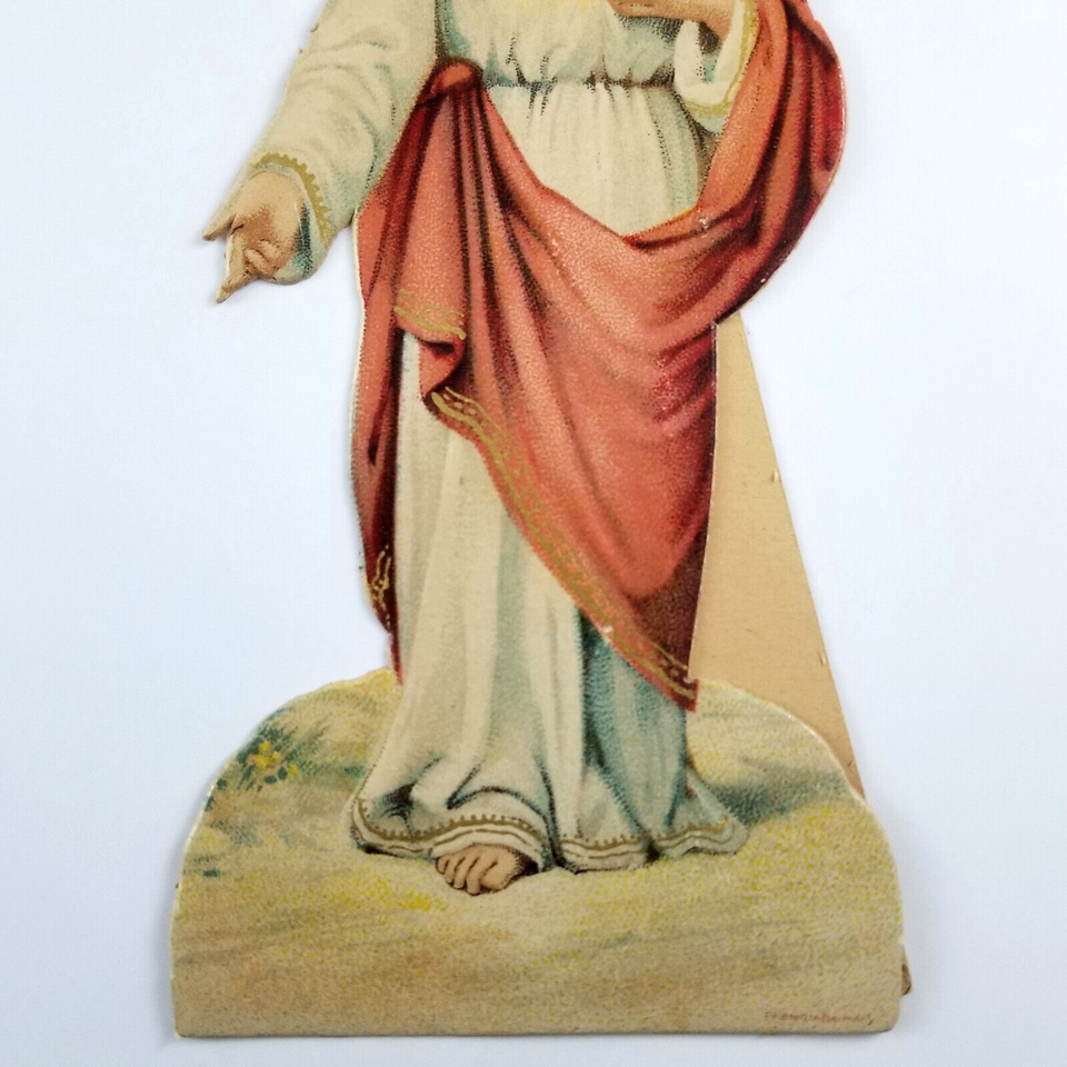German Die Cut Scrap Sacred Heart Of Jesus Stand Up Easel Back Card 7 ...