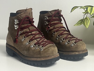 Dexter Vintage Brown Suede Hiking Mountain Boots Red Laces Vibram Soles ...
