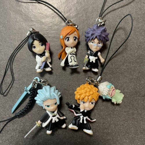 Bleach figure strap key chain set of 5 Ichigo Orihime Toshiro anime ...