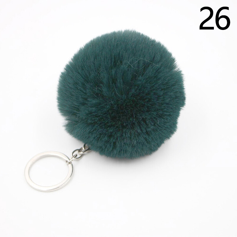 Soft Fur Fluffy Ball Keychain PomPom Key Chains Keyring Charms Handbag ...