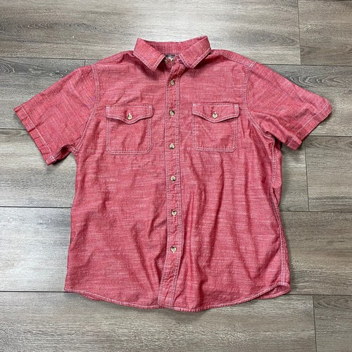 Woolrich Button Up Shirt Size L Red Short Sleeve Pockets | eBay
